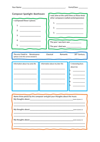 Composer Spotlight - Research a Composer | Teaching Resources
