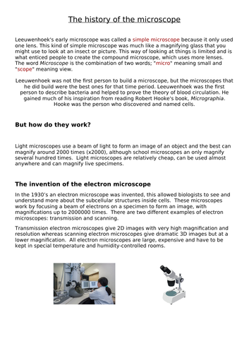 OCR GCSE (9-1) Biology - Light microscopy | Teaching Resources