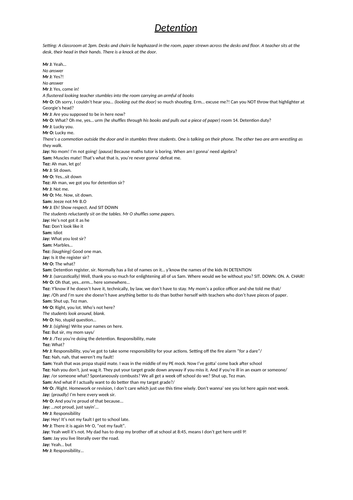Copywrite free script for teenagers - Drama & Theatre - "The Detention ...
