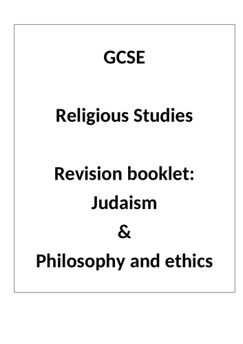 Judaism and Philosophy and Ethics Revision Booklet Edexcel | Teaching ...
