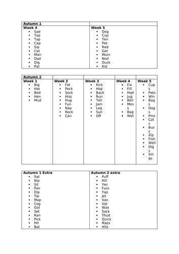 Little wandle word cards autumn/ spring/ summer | Teaching Resources