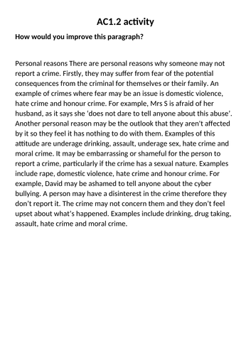 WJEC Criminology Unit 1 AC1.2 | Teaching Resources WJEC Criminology Unit 1 AC1.2 | Teaching Resources