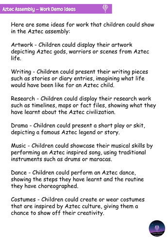 KS2 Aztecs Class Assembly - Script, Dance, Poem - History Topic ...