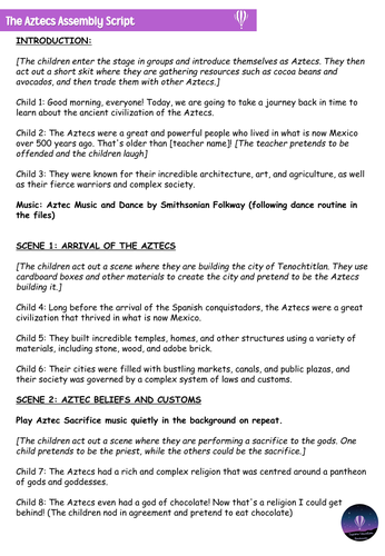 KS2 Aztecs Class Assembly - Script, Dance, Poem - History Topic ...