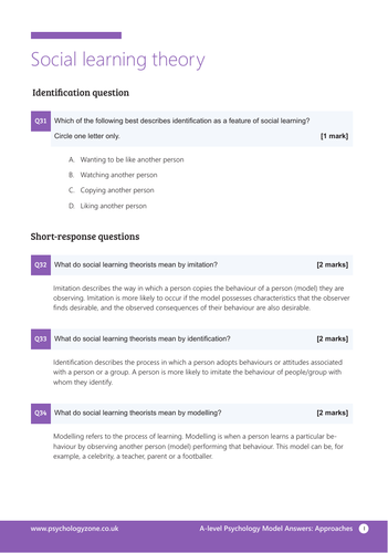 Approaches in Psychology: Social Learning Theory: Exam Notes and Model ...
