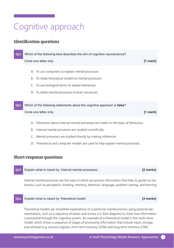 Approaches in Psychology: Cognitive Approach: Exam Notes and Model ...