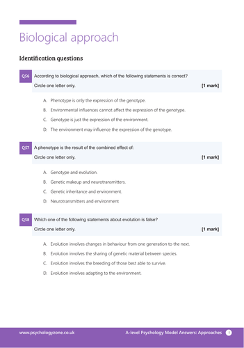 Approaches in Psychology: Biological Approach: Exam Notes and Model ...