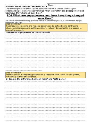 Edexcel A-Level Geography Topic 7 Superpowers Full Unit | Teaching ...