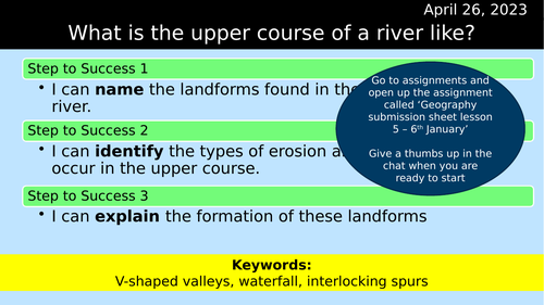 What is the upper course of a river like | Teaching Resources