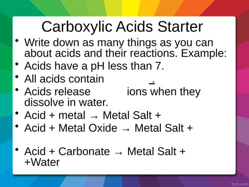 Carboxylic Acids, Esters and Polymers | Teaching Resources