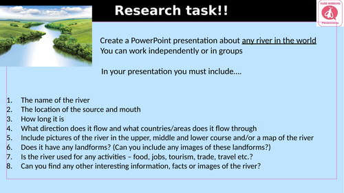 River research task | Teaching Resources