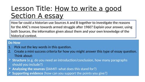 Edexcel Paper 2: Section A guidance (Unit 2) | Teaching Resources
