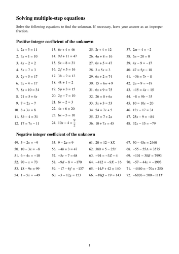 Two step linear equations | Teaching Resources