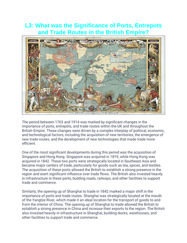 British Empire Ports Entrepots Trade Routes | Teaching Resources