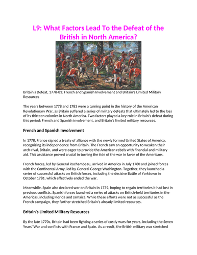 British North America Defeat | Teaching Resources