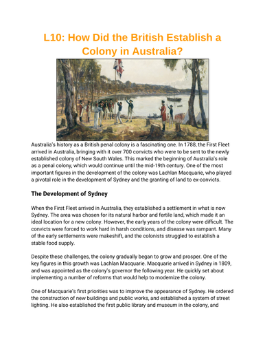 British Colony Australia | Teaching Resources