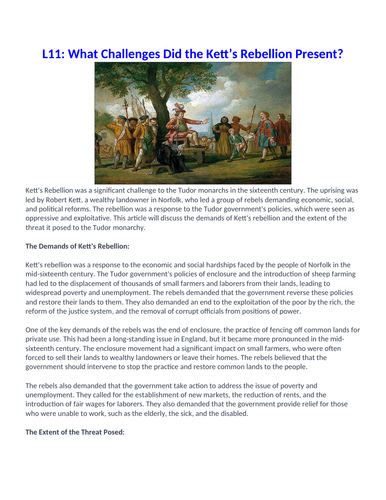 Kett’s Rebellion Challenges Ketts | Teaching Resources Kett’s Rebellion Challenges Ketts | Teaching Resources