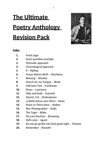 IGCSE Edexcel Poetry Essential Revision | Teaching Resources IGCSE Edexcel Poetry Essential Revision | Teaching Resources