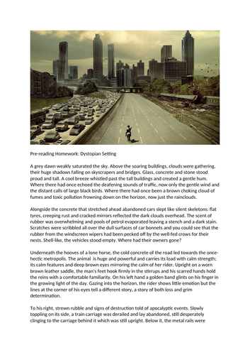 Dystopia Creative Reading and Writing Unit | Teaching Resources