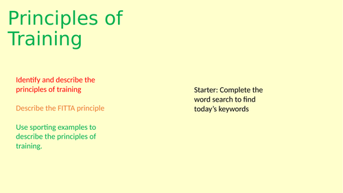 Principles of training | Teaching Resources