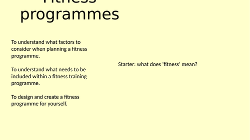 Designing a fitness programme | Teaching Resources