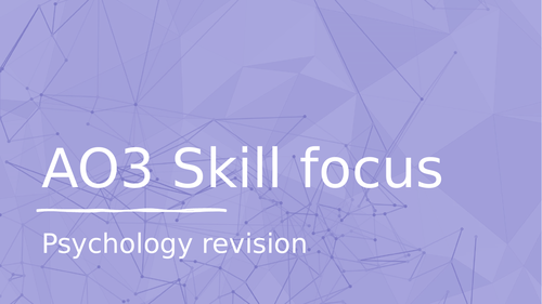 AO3 skill focus - Psychology revision | Teaching Resources