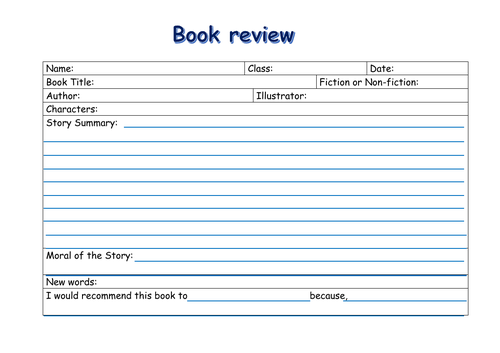 Book Review sheet | Teaching Resources