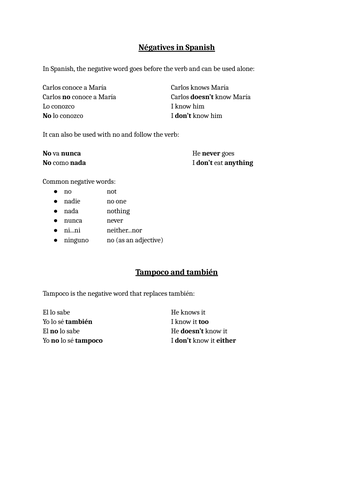 Higher Spanish Grammar Bundle | Teaching Resources