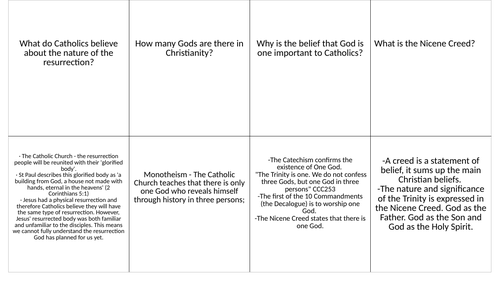 Edexcel Catholic Christianity Beliefs and Teachings Revision Cards ...