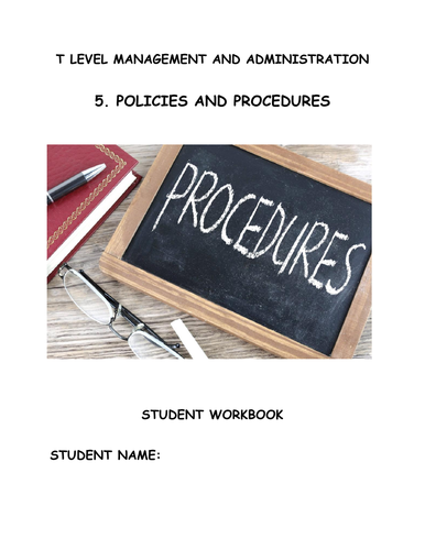 T Level Management and Administration (Policies and Procedures Element) Workbook | Teaching ...