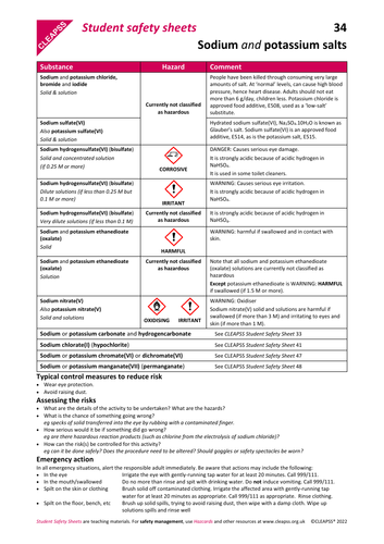 GCSE Chemistry Required Practicals Risk Assessment | Teaching Resources