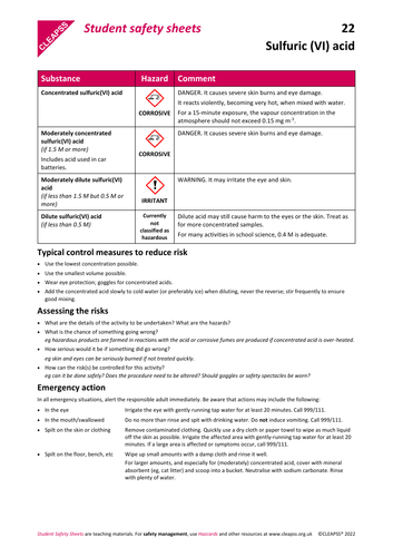GCSE Chemistry Required Practicals Risk Assessment | Teaching Resources