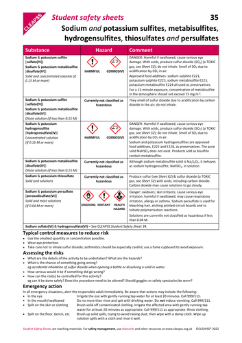 GCSE Chemistry Required Practicals Risk Assessment | Teaching Resources