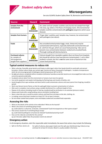GCSE Biology Required practicals Risk Assessment | Teaching Resources