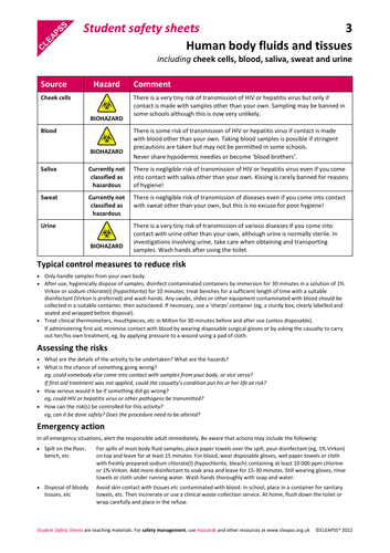 GCSE Biology Required practicals Risk Assessment | Teaching Resources