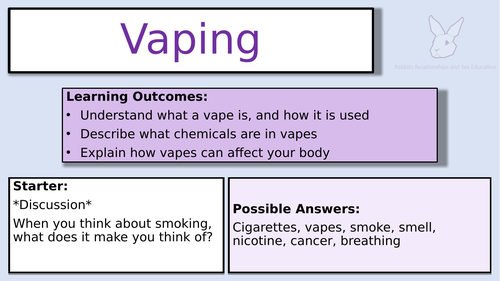 Vaping KS3 - KS4 | Teaching Resources