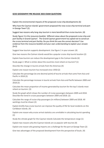 AQA GCSE GEOGRAPHY PRE RELEASE ISSUE EVALUATION 2023 EXAM QUESTION ...