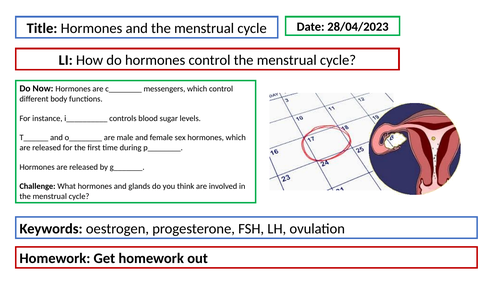 GCSE/iGCSE Biology: Menstrual cycle | Teaching Resources