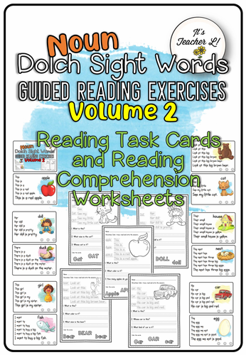 Guided Reading Noun Dolch Sight Words Practice Task Cards and ...