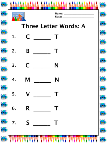 EASY READING 3-Letter Words, Vowels (5 Worksheets) | Teaching Resources