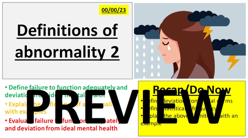 Definitions of abnormality 2 - AQA A Level Psychology (Psychopathology ...