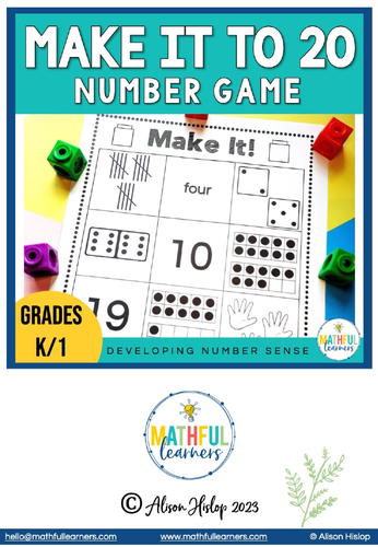 Number Sense Numbers to 20 Game - Representing Number | Teaching Resources