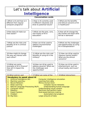 A set of conversation cards to talk about Artificial Intelligence ...