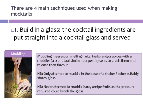 Hospitality Studies – Non-alcoholic beverages (mocktails, teas, smoothies) and procedural texts ...