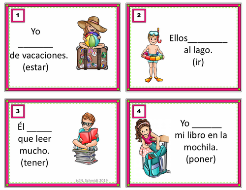 Spanish Irregular Verbs Present Tense Task Cards (Ser/Estar/Tener/Dar ...