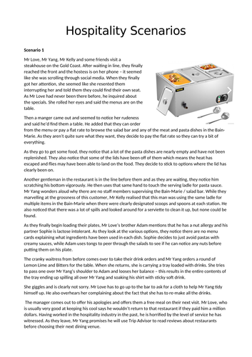 Hospitality Studies – scenarios about restaurants and cafes with poor ...