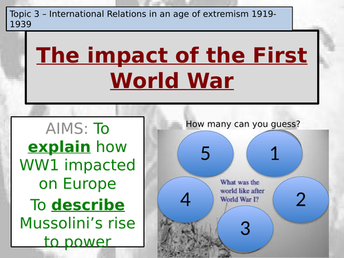 International Relations in an age of extremism. Impact of WWI ...