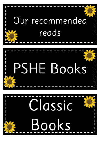 Sunflower Themed Book Corner Labels KS1 | Teaching Resources