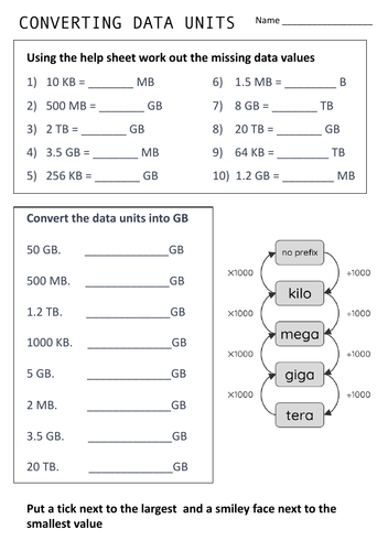 Computer Science Data units and binary conversion worksheets Bytes, KB ... Computer Science Data units and binary conversion worksheets Bytes, KB ...
