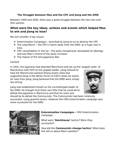 Struggle between Mao and China. Communist Revolution. Establishment of ...